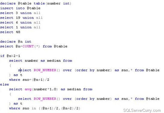 Calculate Median in SQL Server